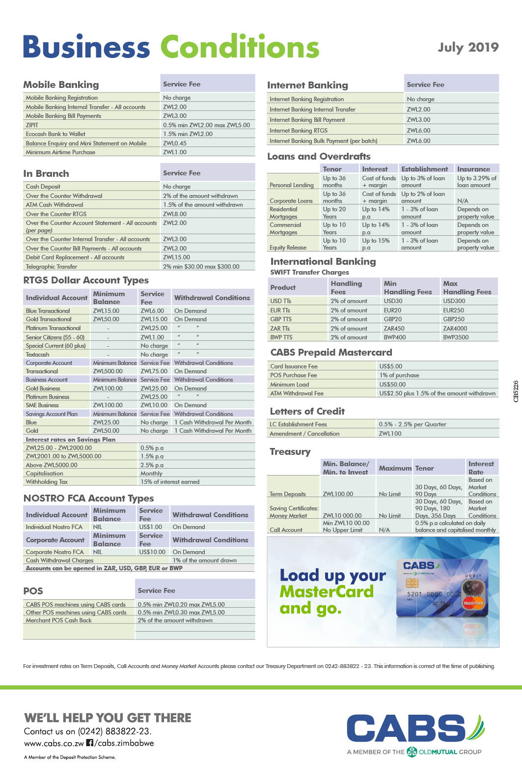 Business Conditions | CABS | A member of the Old Mutual Group